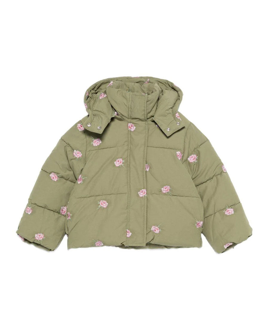 Embroidered Ditsy Roses Puffer - Green – English Rabbit